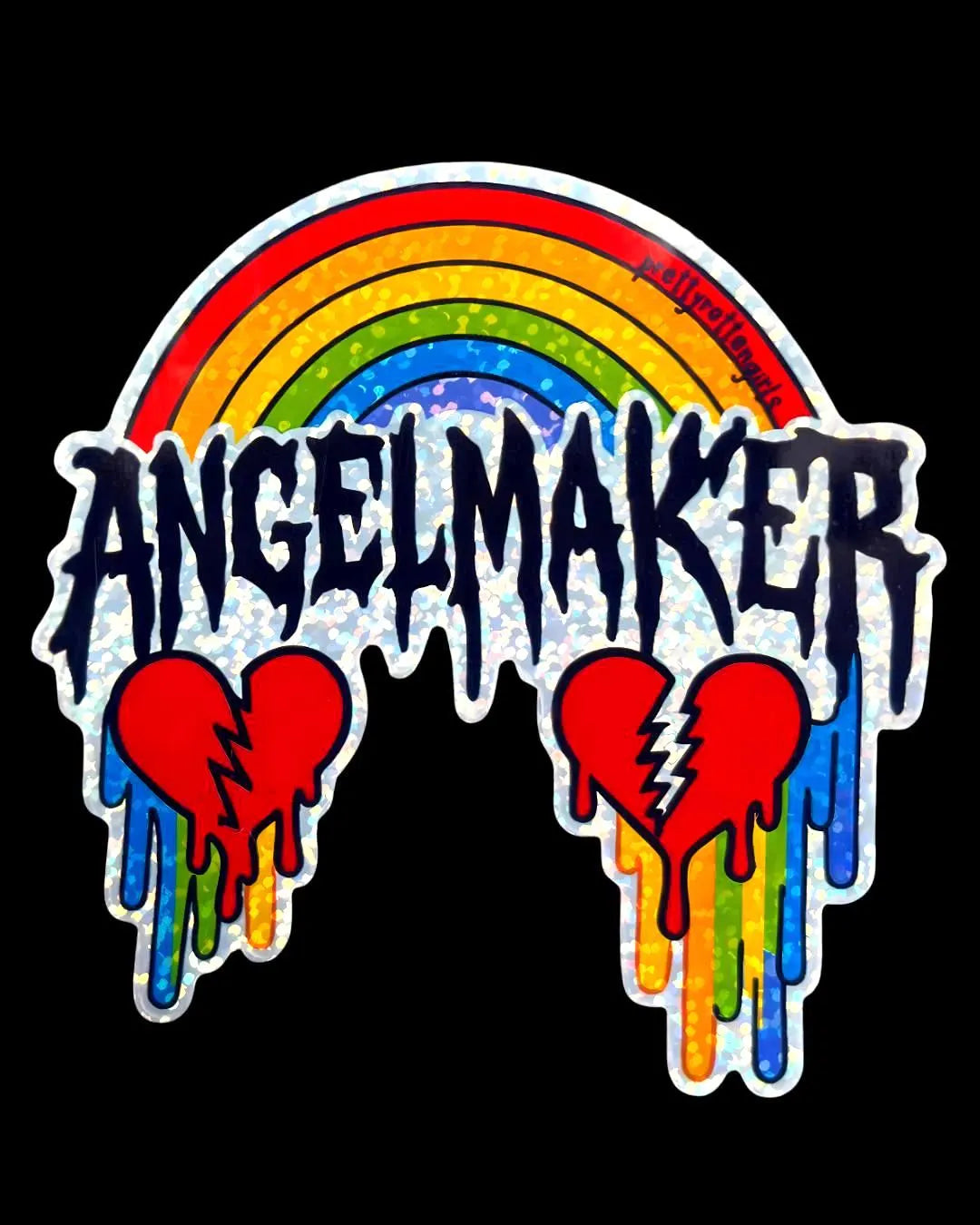 AngelMaker Sparkly Sticker | Deathcore Y2K Rainbow Glitter Vinyl | Lap ...